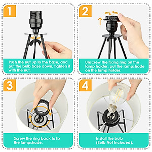 FOLKSMATE Bedside Table Lamps Set of 2, Black Metal Table Lamp for Bedroom, Modern Lamp for Nightstand, Simple Side Lamp with Linen Fabric Lampshade for Kids, Bedrooms, Living Room (Bulb not Included)