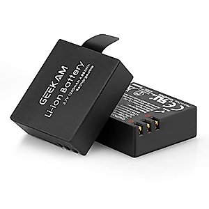GeeKam Action Camera Battery, 2x1350mAh Rechargeable Battery for Sports Camera, Compatible for AKASO EK7000, WOLFANG GA100/GA200/GA300, Campark, Crosstour, Apeman, Victure, SJ4000