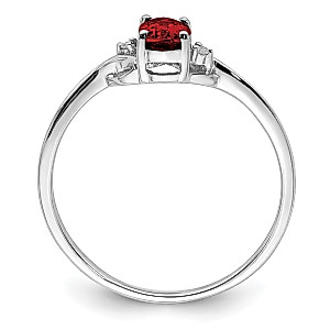IceCarats 925 Sterling Silver Diamond Red Garnet Oval Ring Gemstone Band Size 8