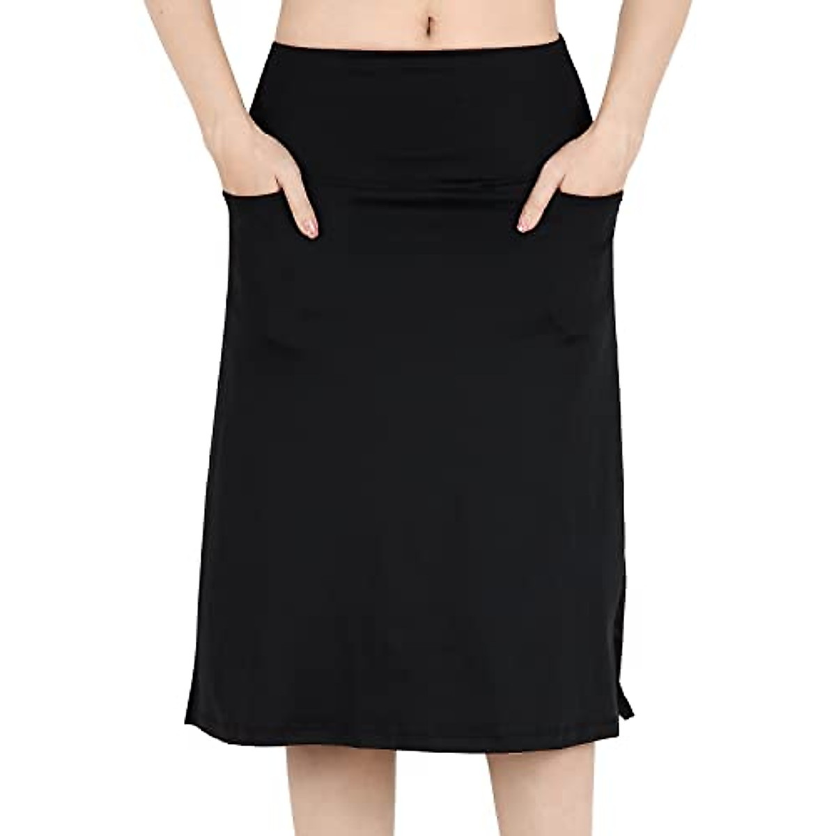 Womens Skirts Skorts Modest Knee Length Skirts Athletic Midi Active Running Skirt Black X-Large