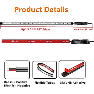 Vbakor Boat Led Strip Lights, 4 Pcs 24'' Marine Boat Interior Courtesy Deck Navigation Lights, Super Bright Waterproof Marine Led Lights Strip for 12V Pontoon Fishing Boat Yacht Kayak Sailboat (Blue)