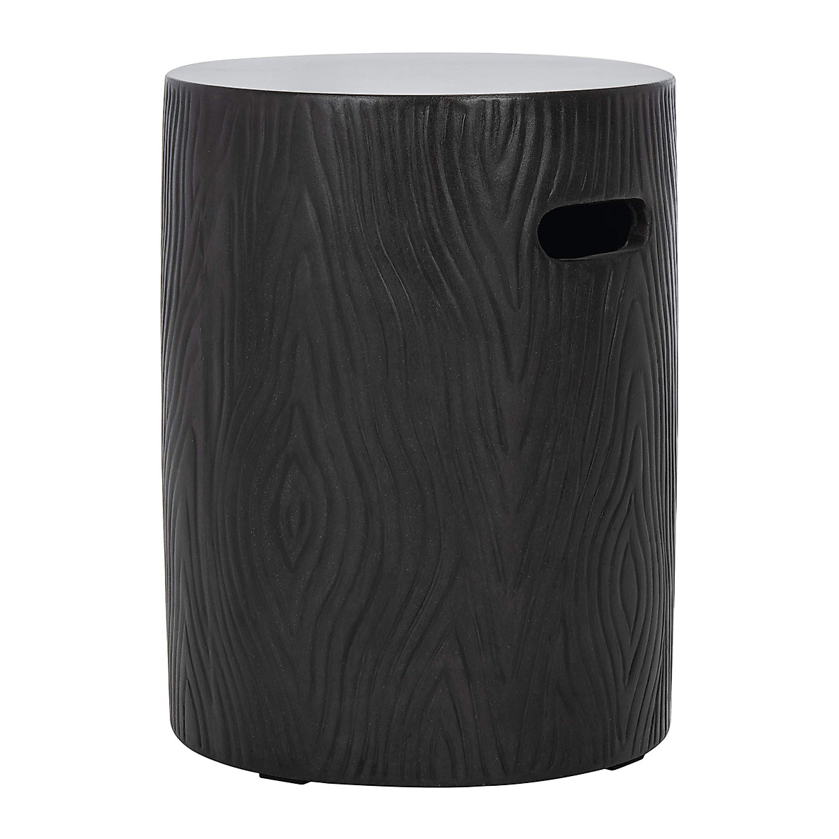 SAFAVIEH Outdoor Trunk Black Modern Concrete Round Accent Table
