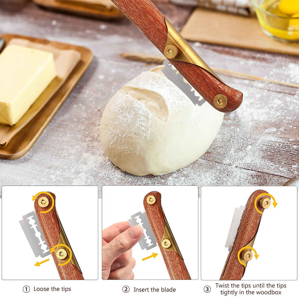 Luxshiny Dough Dough Slicer Hand Crafted Bread Lame Bakers Lame Slashing Tool for Scoring Sourdough Bread