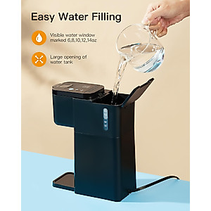 Mini Single Cup Coffee Maker, Hot and Iced Coffee Maker for K Cup and Ground, 6 to14 Oz Brew Sizes, with Recipe Book, One Cup Small Pod Coffee Machine for Travel, RV, Dorm and Desk