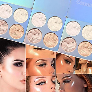Highlighter Powder Palette, Shimmer Highlighters Makeup Iluminador, Great Long Lasting Waterproof, Glow Bronzer Highlighter Powder