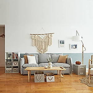 LoforHoney Home Bundle- Storage Bins with Cotton Rope Handles Dark Gray XLarge 2-Pack, Storage Baskets with Metal Frames Dark Gray XLarge 2-Pack