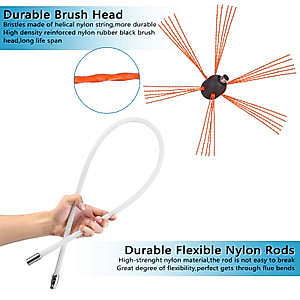 33FT Chimney Sweep Kit Reusable Fireplace Cleaning Tool Vent Cleaner Brush with Extension Flexible Nylon Rods,Chimney Sweeping Rotary Brushes Tools for Home Fireplace Flue(10Rods)