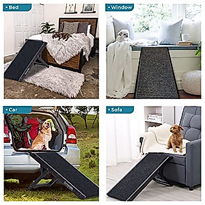 SweetBin 18" Tall Adjustable Pet Ramp - Small Dog Use Only - Wooden Folding Portable Dog & Cat Ramp Perfect for Couch or Bed with Non Slip Carpet Surface - 4 Levels Height Adjustable Up to 90Lbs