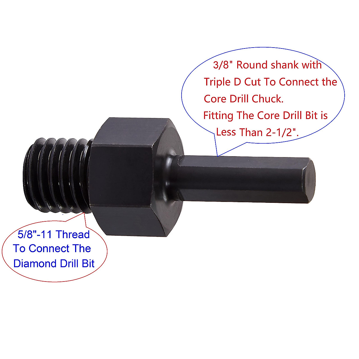 AODITECK Diamond Drill Bit Core Drill Bit Arbor Adapter for Threaded Diamond Hole Saw 3/8" Round Shank with Triple D Cut 5/8"-11 Drill Adapter