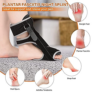 HOOMTREE Plantar Fasciitis Night Splint,Adjustable Foot Orthotic Brace,Foot Brace with Support Plate,Day&Night Foot Drop Brace Support for Plantar Fasciitis Achilles Tendonitis Heel Spurs Pain Relief