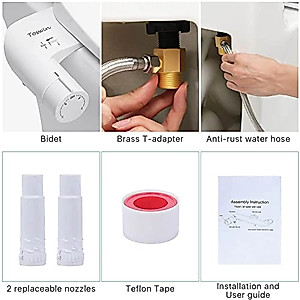 Toswin Bidet Attachment For Toilet - Self Cleaning & Replaceable Nozzle (2 Pack) Bedette To Add For Toilet, Adjustable Water Pressure And Angle Baday or Buday Toilet Seat Attachment