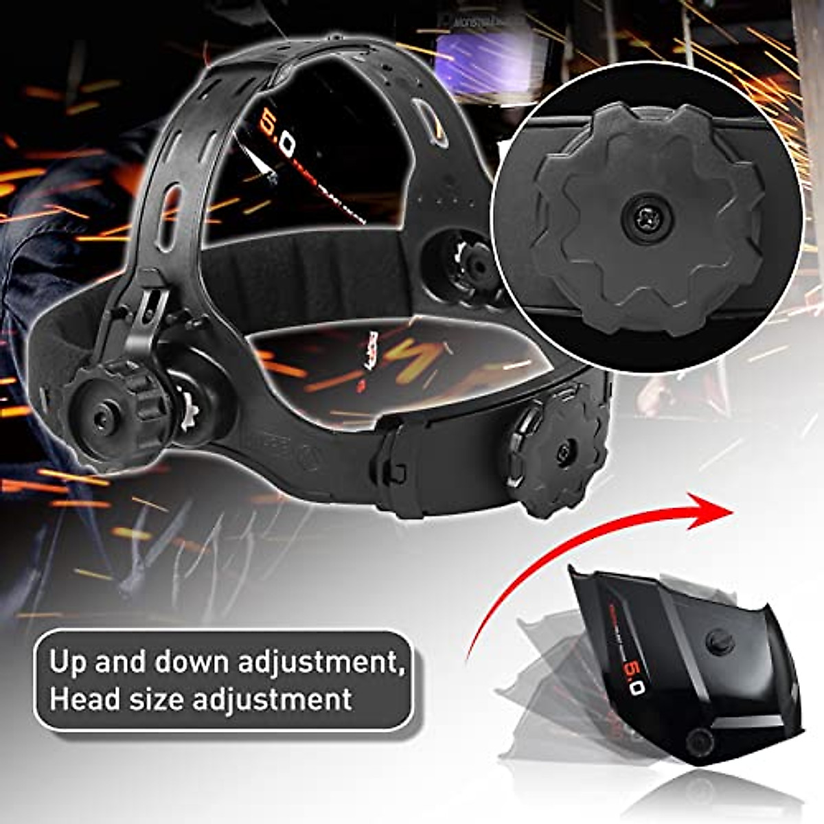 Monster&Master Welding Helmet, True Color Auto Darkening Welding Helmet, 2 Arc Sensor Wide Shade, Large Viewing Screen, Welding Helmets for Men, MM-003