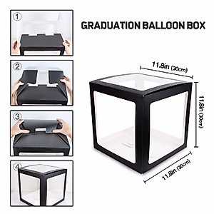 LINGTEER Class of 2023 Black Balloons Box Graduation Party Decorations - 4Pcs Balloon Boxes Cheers to School Grad Party Decorations Supplies.