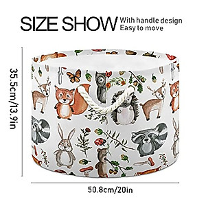 senya Storage Bin Basket Large Foldable Clothes Bag Round Collapsible Fabric Laundry Hamper Folding Washing Bin Woodland