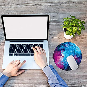 BOSOBO Mouse Pad, Round Nebula Galaxy Mouse Pad, Personalized Designs, Dual Stitched Edges, Anti-Slip Rubber Base, Customized Mousepad for Women Girls Office Computer Laptop Travel, 7.9 x 7.9 Inch