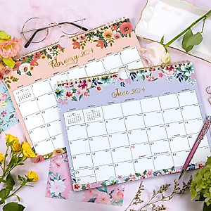 2024 Wall Calendar - 2024 Calendar, 12-Month Calendar 2024, 11" x 8.5", Twin-Wire Binding + Hanging Hook + Thick Paper + Unruled Blocks with Julian Dates - Floral