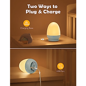 JolyWell Night Lights for Kids with Stable Charging Pad, Touch Control&Timer Setting, ABS+PC Baby Egg Lamp for Breastfeeding，Blue