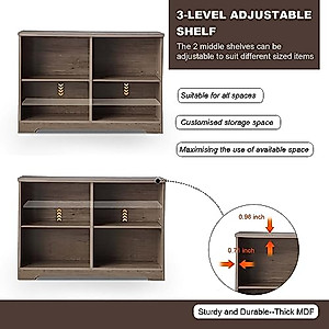 Grey Bookcase with Open Adjustable Shelves, 2-Tier Bookcase 4 Cube Bookshelf Organizer, Small Bookcase Wood Storage Display Cabinet for Living Room, Office, Classroom, Kid’s Room.