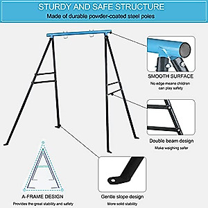 LMYE Swing Stand, New Upgraded Extended Metal Swing Frame with Ground Nail for Most Swings, Length 36", Height 72.8" Saucer Swing NOT Included