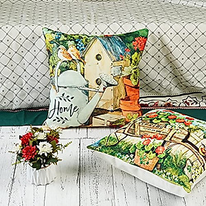 ONWAY Spring Throw Pillow Covers 18x18 Set of 4 Outdoor Floral Pillow Covers for Home Couch Sofa and Patio