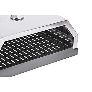 Open Faced Grill Pizza Oven for Gas or Charcoal Grill, includes ceramic stone and thermometer