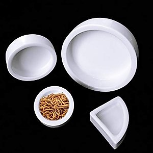 POPETPOP Reptile Corner Bowl Ceramic 1/4 Round Mini Worm Dish Reptile Gecko Ledge Feeder Corner Space Saving Designing Reptile Feeding Dish White-Size Large