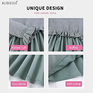 ALISISTER baby-girls Tutu Long Sleeve Fall Winter Sweater Dress, 06 Grey, 3-4T