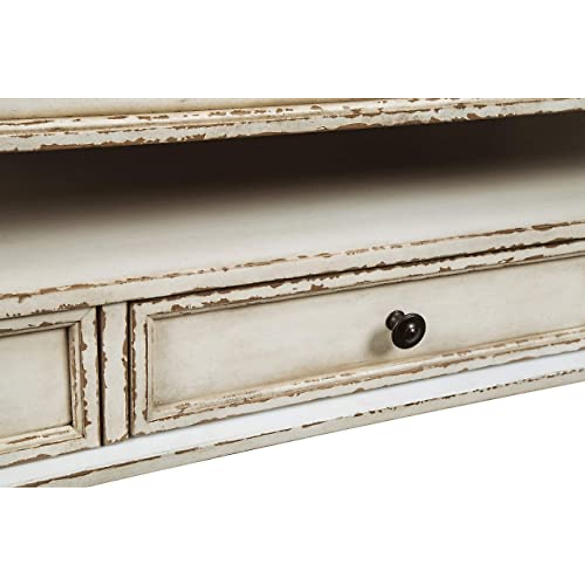 Signature Design by Ashley Realyn Vintage Farmhouse Rectangular Lift Top Coffee Table with Storage Drawer, White & Brown