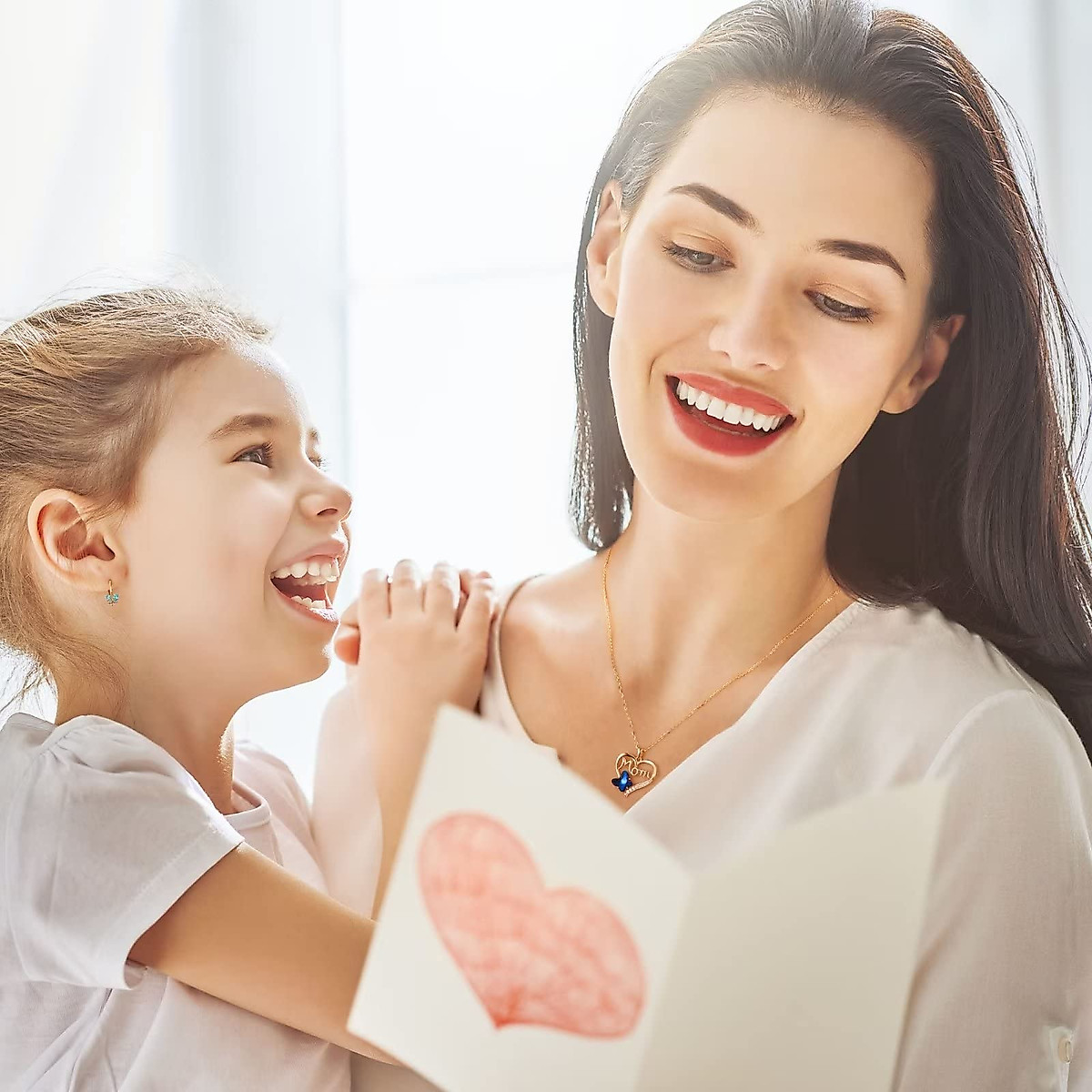 Iefil Birthstone Necklaces for Mom - 30 40 50 60 Th Year Old Birthday Gifts for Mom, Mothers Day Gift Ideas, Gold 925 Sterling Silver Heart Butterfly Birthstone Necklace, Jewelry Gifts for Mom