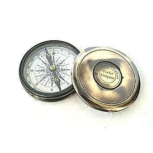 Brass Compass Antique Nautical Maritime 3" Poem Compass Stanly London 1885 Pocket Compass