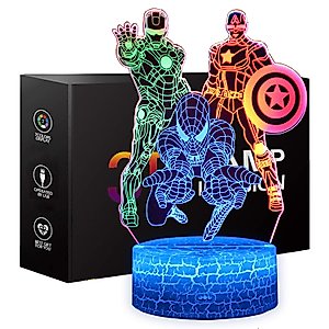 XXMANX Boys Toys Night Light for Kids, 3D Illusion Lamp Touch Control Dynamic Colors Changing with 3 Pattern Kids Toys Christmas Gifts for Men Boys