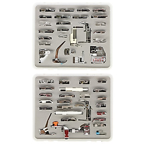 Professional 52pcs Sewing Machine Sewing Foot Presser Foot Presser Feet Set with Manual & Plastic Storage Box for Singer, Brother, Babylock, Janome and Kenmore Low Shank Sewing Machines