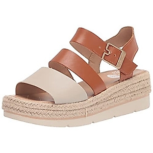 Dr. Scholl's Shoes Women's Once Twice Espadrille Wedge Sandal, Honey Brown, 8