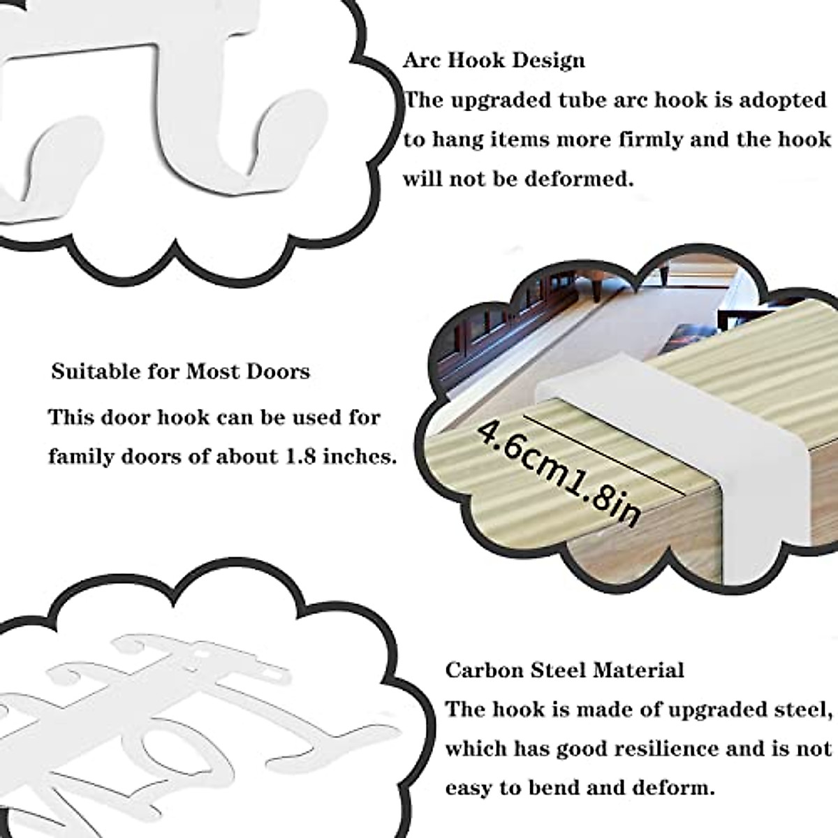 Over The Door Towel Hooks, Towel Rack Wall Mount Towel Holder for Bathroom, Kitchen, Metal Bath Organizer for Door Robe Hooks(White)