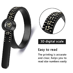 Ring Sizer Measuring Tool JRONGHE Reusable Finger Size Measuring Tape with Magnified Glass, Jewelry Sizing Tool 1-17 USA Rings Size