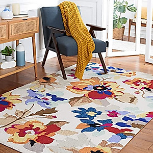 SAFAVIEH Four Seasons Collection 3'6" x 5'6" Ivory/Multi FRS509D Hand-Hooked Floral Area Rug