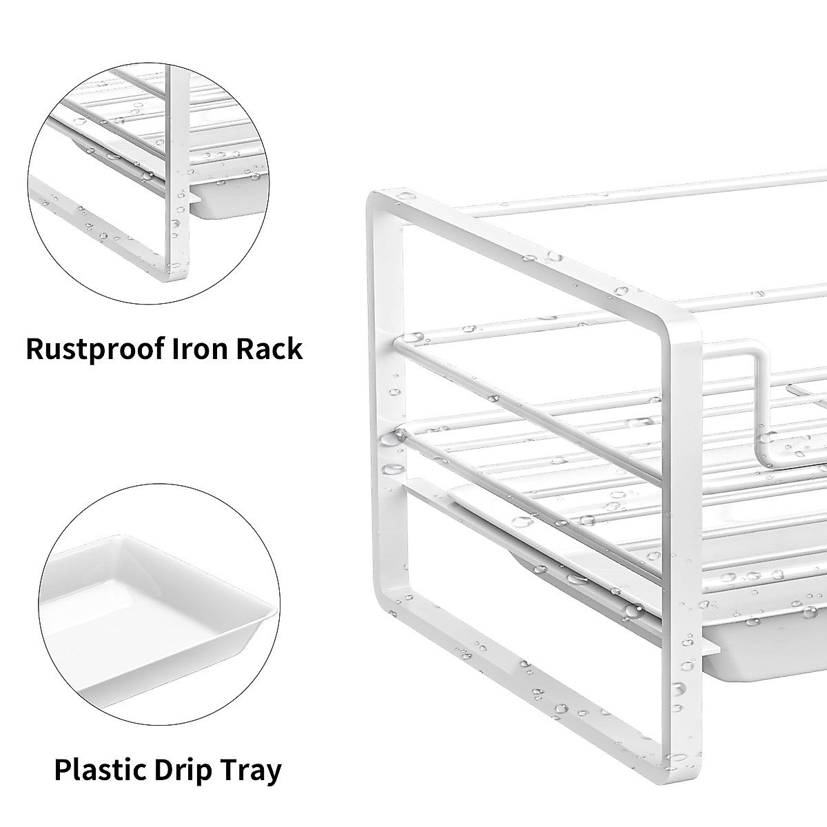 Azureblue Sponge Holder for Kitchen Sink, Kitchen Sink Caddy Organizer, Kitchen Sink Sponge Caddy, Dish Soap Brush Holder with Removable Drip Tray, Instant Dry Kitchen Sink Accessories, Black