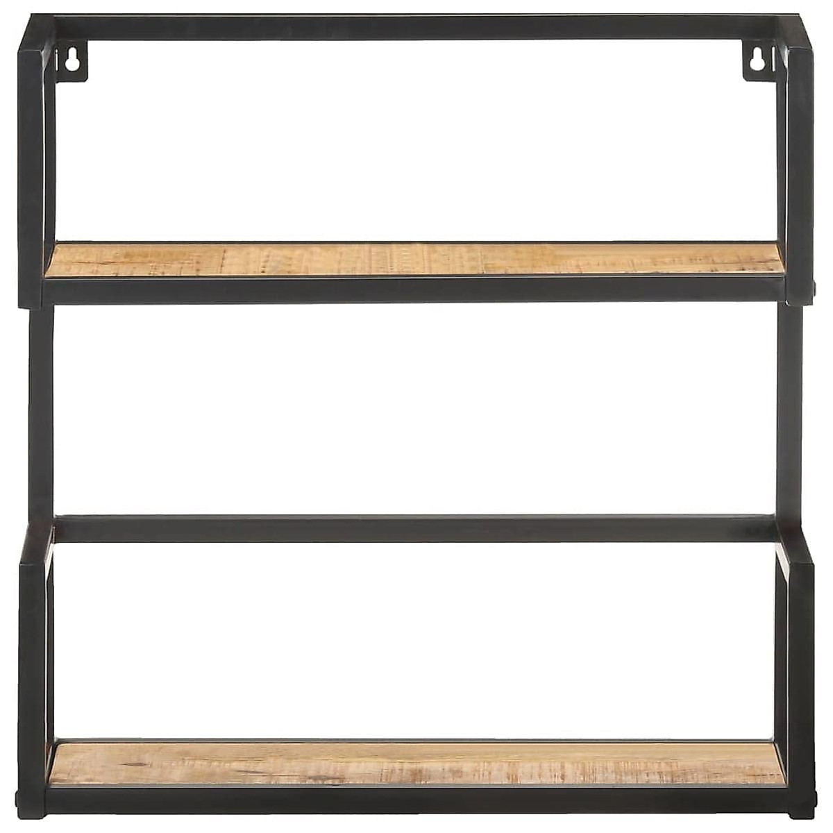 vidaXL Wall Shelf - Industrial Hanging Shelves with Black Iron Frame, Constructed from Rough Mango Wood, Ideal for Books and Decor Display, Size: 31.5"x7.9"x23.6"