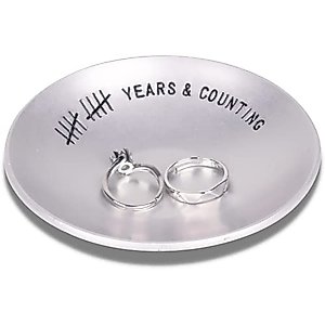 PureRejuva 10th Anniversary Tin Gifts – 4 In, Engraved, Aluminum Wedding Ring Holder Dish & Gift Box – 10 Year Anniversary for Him & 10 Year Anniversary for Her Smooth Style