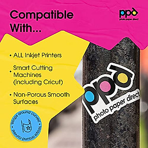 PPD 10 Sheets Inkjet Creative Media Waterproof Glossy Self Adhesive PVC Vinyl Sticker Paper 8.5x11 True Photographic Quality 4.1mil Thin Full Sheet Instant Dry Scratch and Tear Resistant (PPD-36-10)