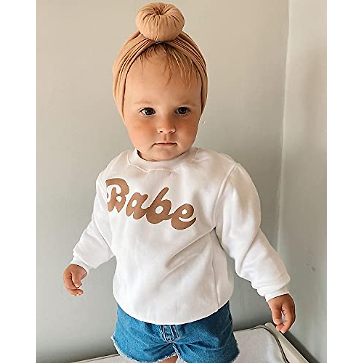 fhutpw Baby Boy Girl Sweatshirt Fall Clothes 6 12 18 24 Months Toddler 2T 3T Pullover Activewear Long Sleeve Shirts Outfit B-white