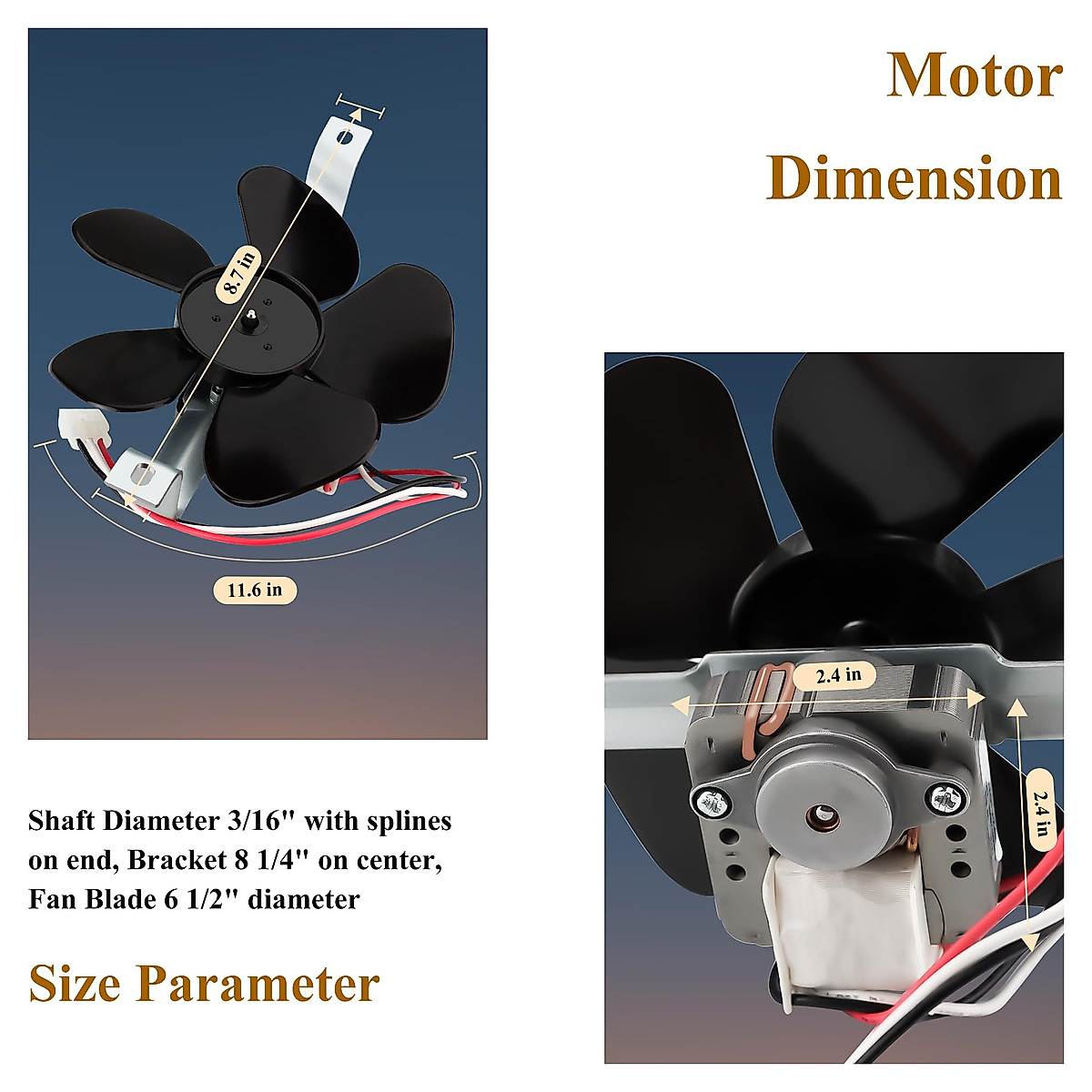 S97012248 Range Hood Fan Motor by PANDEELS, Compatible with Broan-NuTone and Ken-More Stove Fan - Replaces BP17 97012248 AP4527731 99080492 1172615 97005161 99080363 99080410 99080533