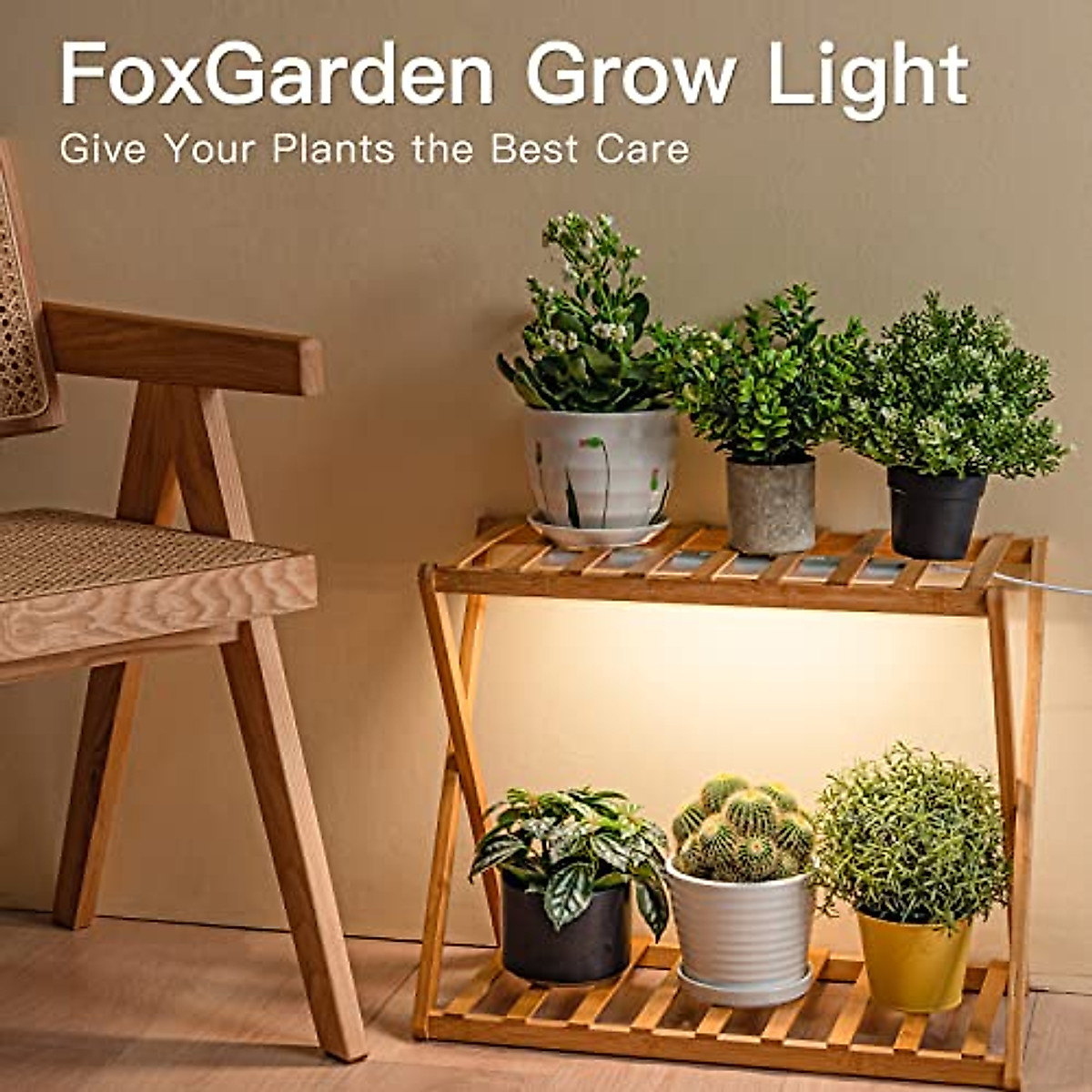 FOXGARDEN Grow Light Strip for Indoor Plants, Full Spectrum 192 LED Bright Grow Lamp with Auto On/Off Timer 4/8/12H, 10 Dimmable Brightness, 2 Packs