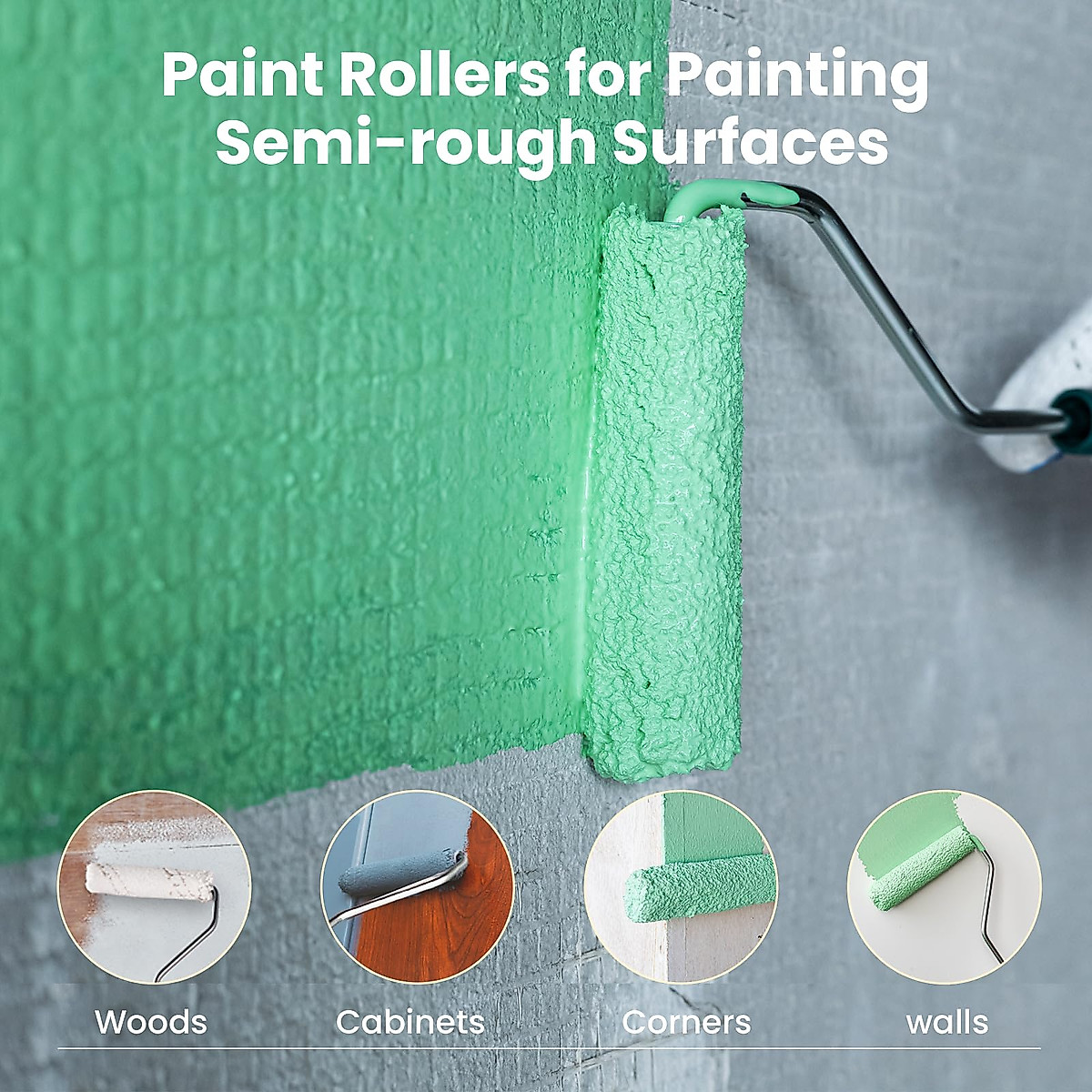 Mister Rui Microfiber Paint Roller Covers 4 Inch, 40 Pack Small Paint Roller Covers with Roller Frame Kit, Mini Paint Rollers for Painting Walls, Paint Supplies for House Painting