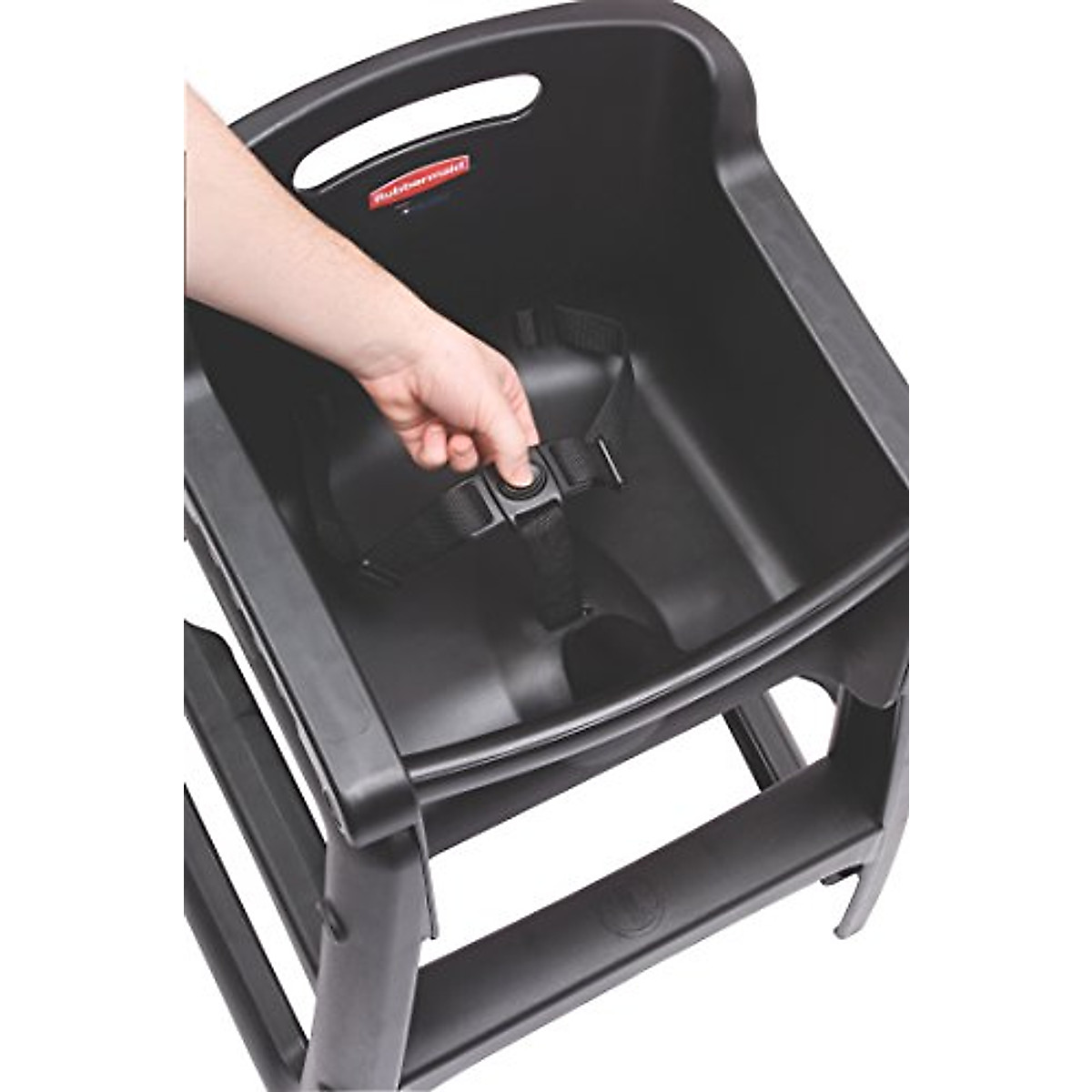 Rubbermaid Commercial Products Sturdy High-Chair, Up to 33lb Weight, Unassembled, Stackable, Black, Fits Under Table for Child/Baby/Toddler
