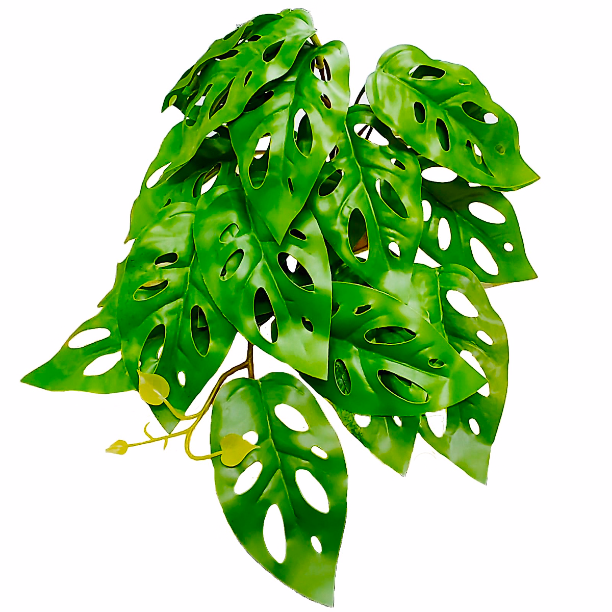 Woyrise Reptile Artificial Plants with Base, Terrarium Decor Amphibian Habitat Plant, Bearded Dragon Tank Accessories fit Gecko Lizard Chameleon Snake Frog - Monstera Adansonni