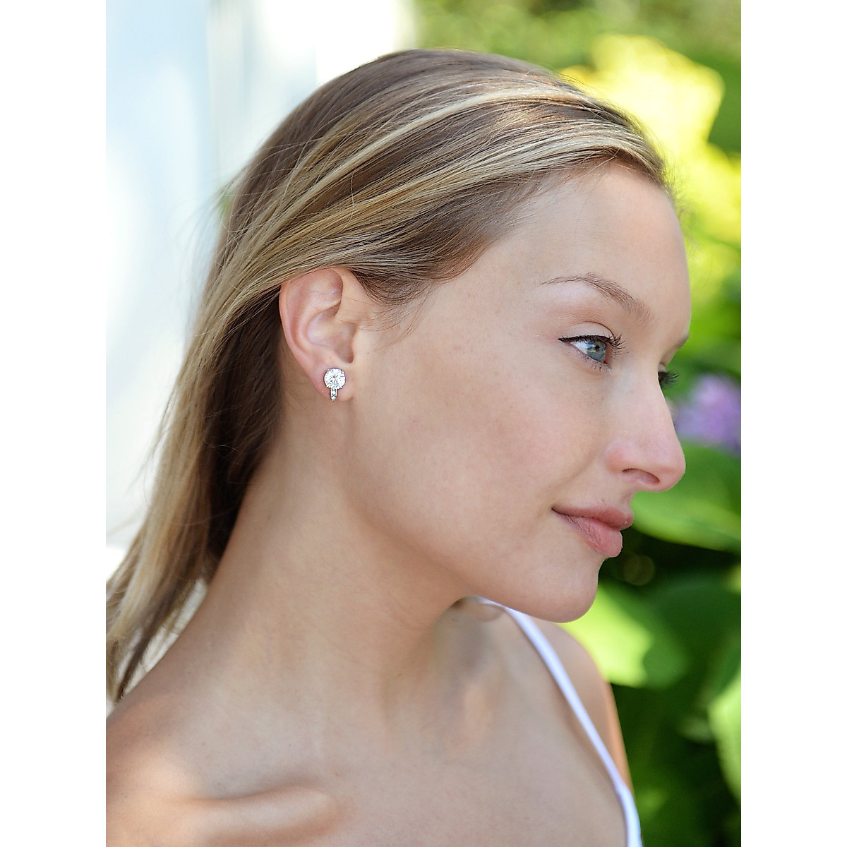 Mariell Clip-On Cubic Zirconia Crystal Stud Earring, 2 Carat, for Wedding, Bride, Prom, Birthday Gift