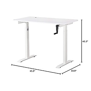 UNICOO - Crank Adjustable Height Standing Desk, Adjustable Sit to Stand up Desk,Home Office Table, Computer Table, Portable Writing Desk, Study Table (White Top/White Frame - NTCSET-01-WW)