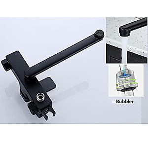 MINJING Bathtub Faucet Black, Swivel Spout Tub Filler Faucet with Handheld Bidet Sprayer, Brass Bathroom Toilet Bidet Attachment Set Wall Mount Hot and Cold Bidet Faucet