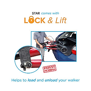 NOVA Medical Products Star 8 Rollator Walker with Perfect Fit Size System, Red, Petite, 1 Count